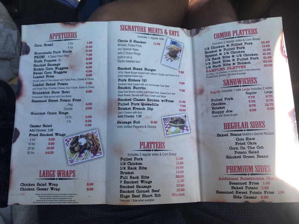 Menu at Circle S BBQ, Hudson
