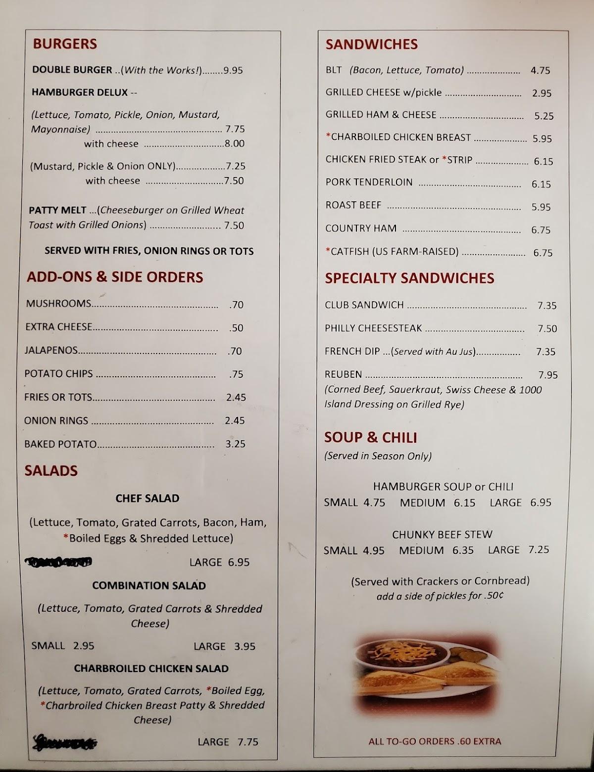 Menu at Junction 166 Cafe, Pocahontas