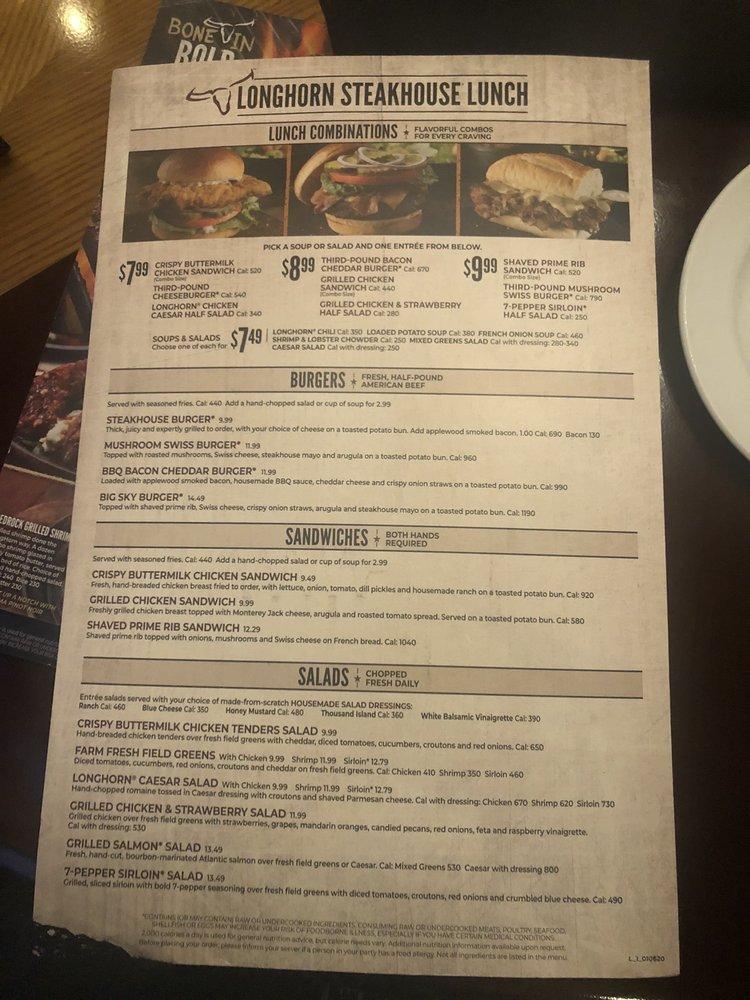 Menu at LongHorn Steakhouse, Orlando, 3101 E Colonial Dr
