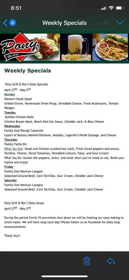 Menu at The Pony Grill & Bar, Sheridan