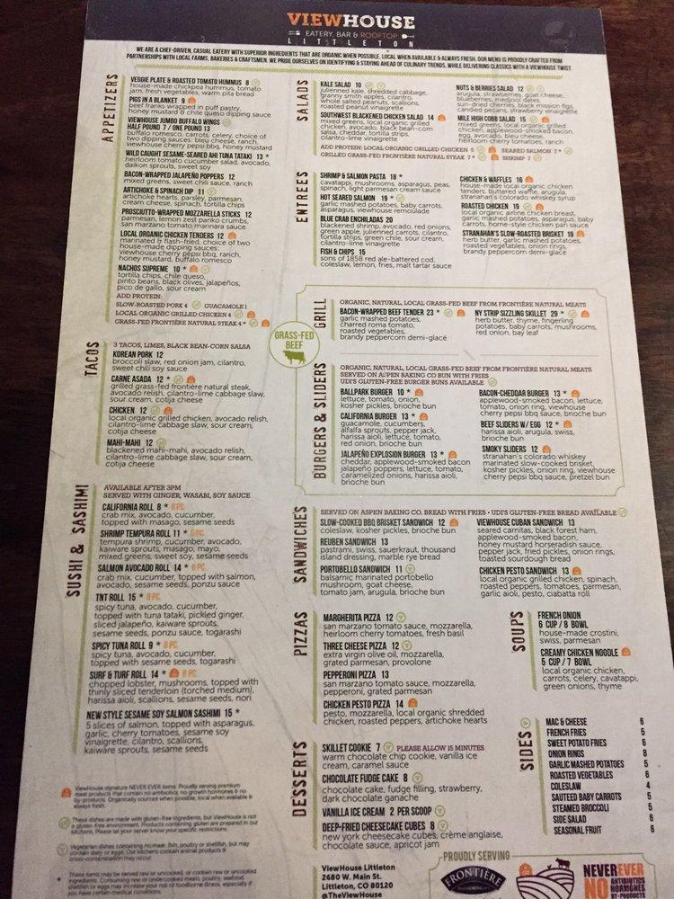Menu at ViewHouse Littleton pub & bar, Littleton