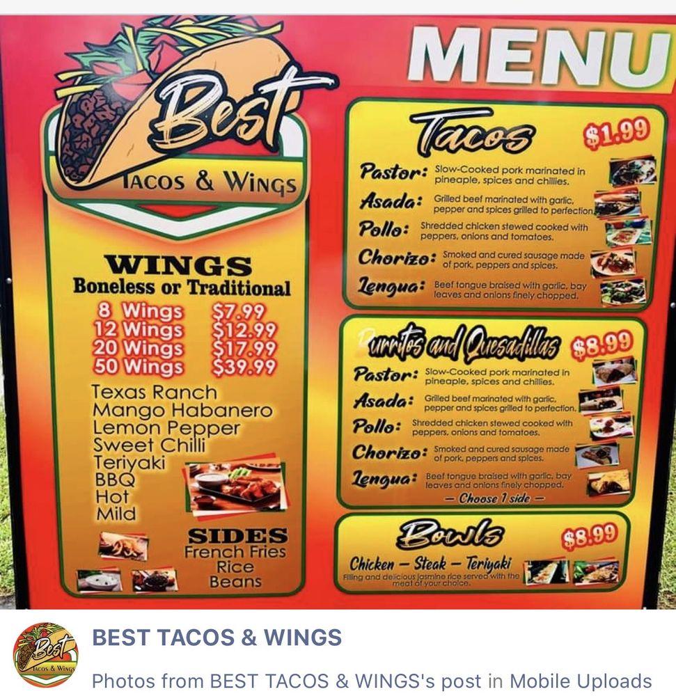 Menu at Best Tacos & Wings restaurant, Lumberton, N Roberts Ave