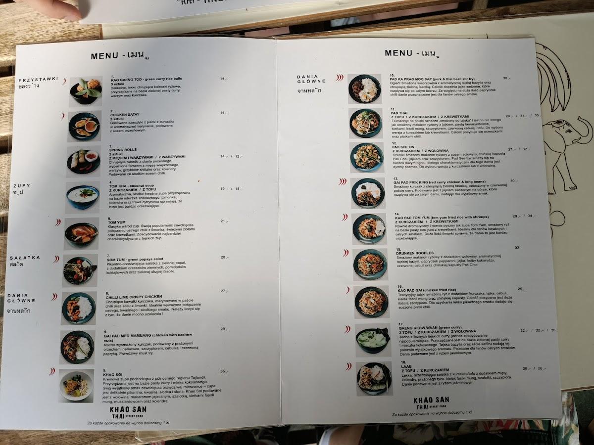 Menu at KHAO SAN Thai Street Food restaurant, Poznań, Katowicka 53C/110