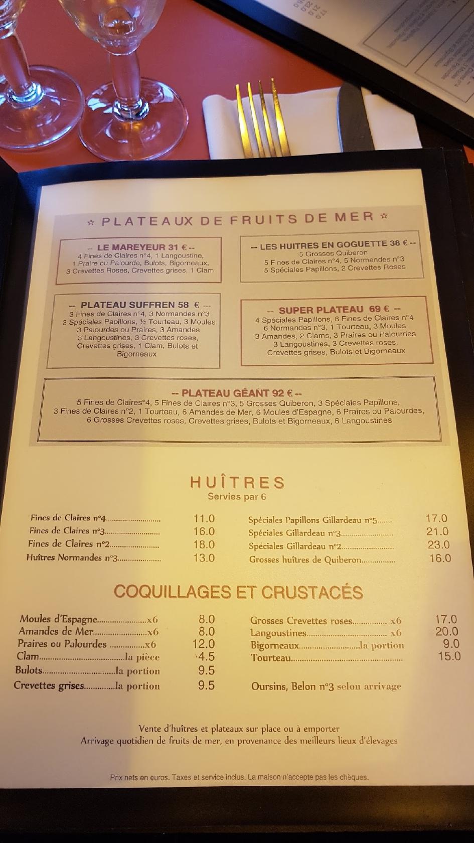 Menu au LE SUFFREN - PARIS restaurant, Paris