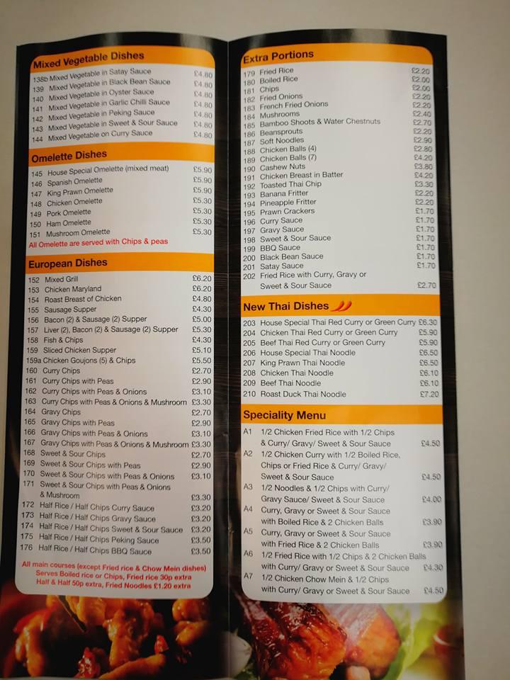 Menu at Lee's Kitchen restaurant, Dungannon