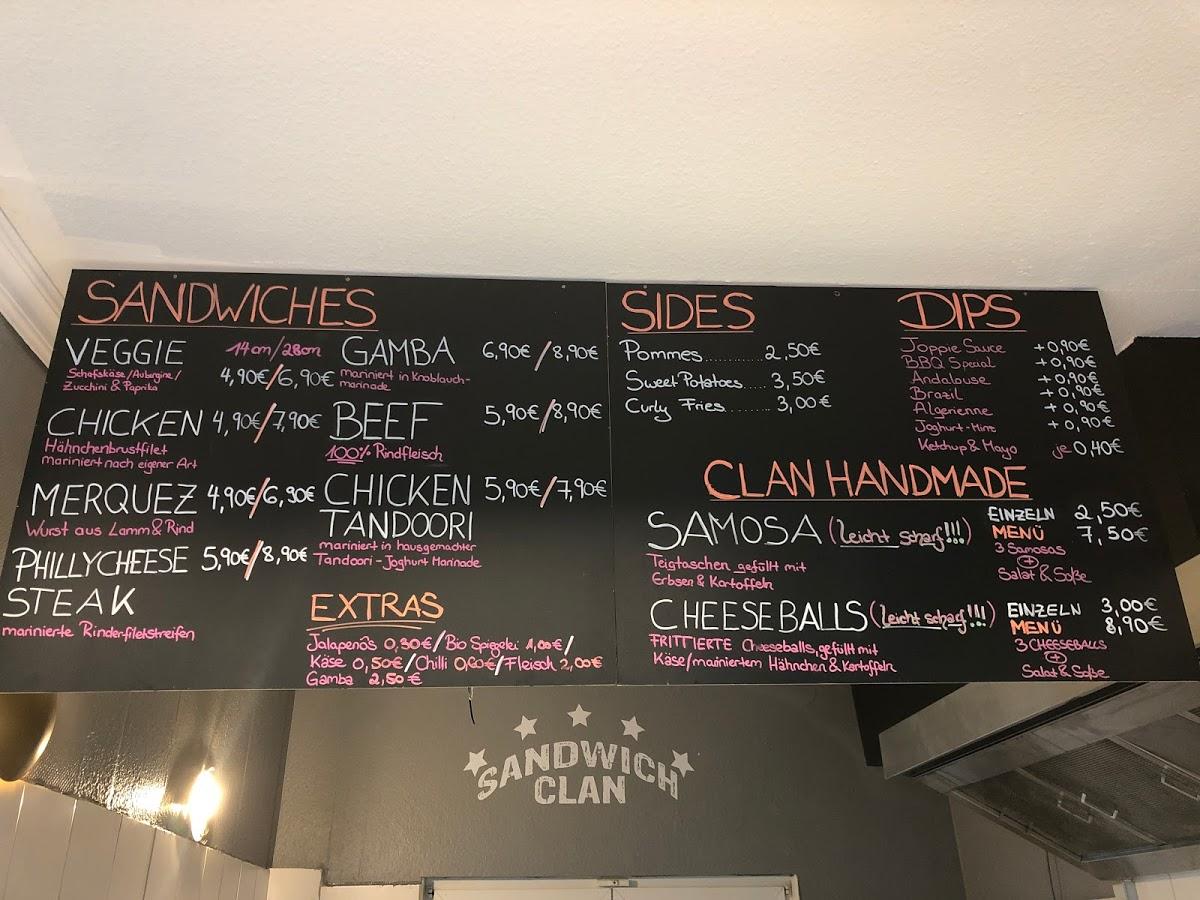 Menu at Sandwich Clan - FEEL THE TASTE, Wiesbaden
