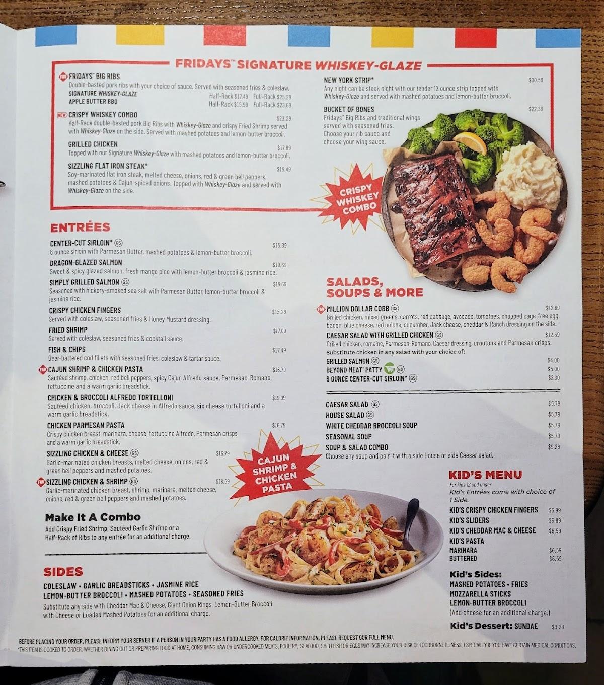 Menu at TGI Fridays pub & bar, Boston, Tremont St