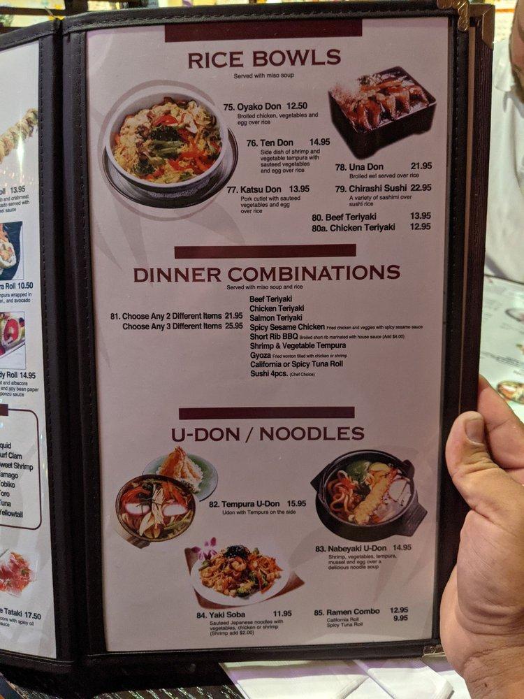 Menu at Wow Yanagi Sushi restaurant, Pismo Beach