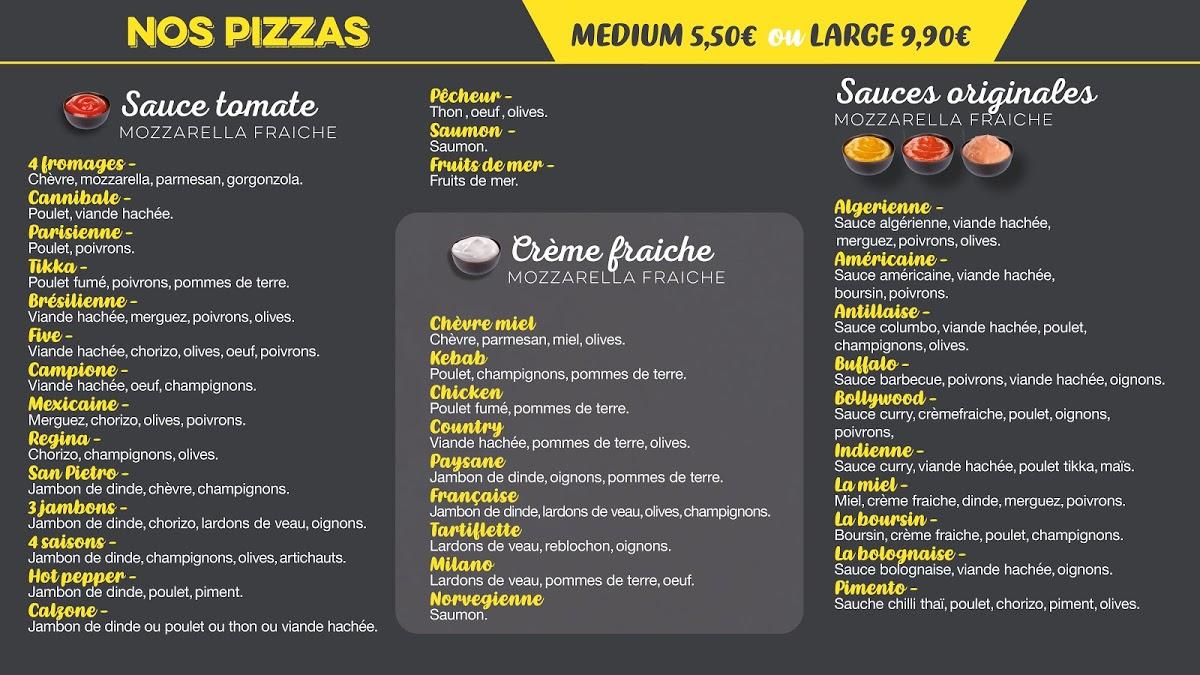 Menu at five pizza original restaurant, Paris, 94 Rue St Charles