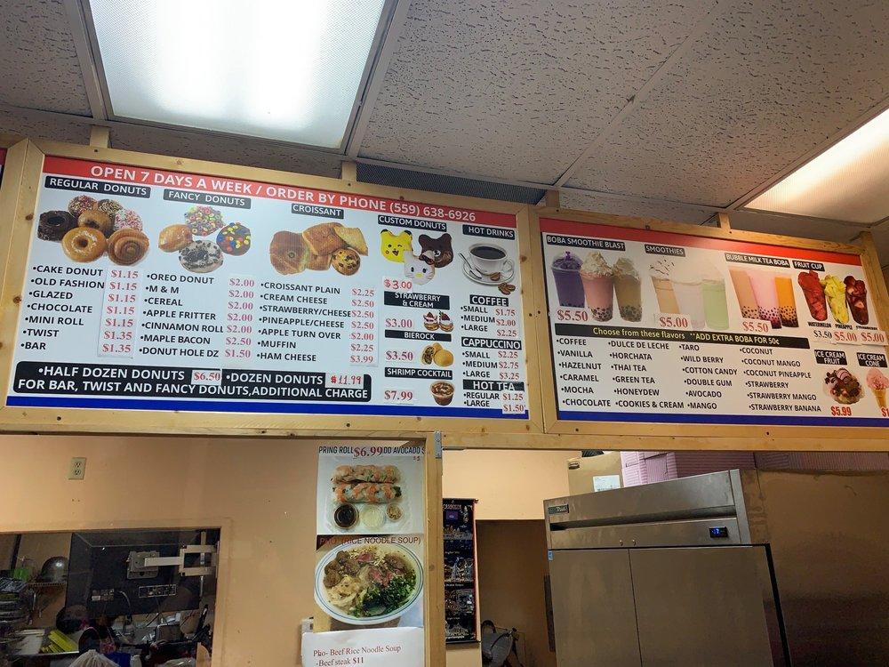 Menu at City Doughnuts restaurant, Reedley