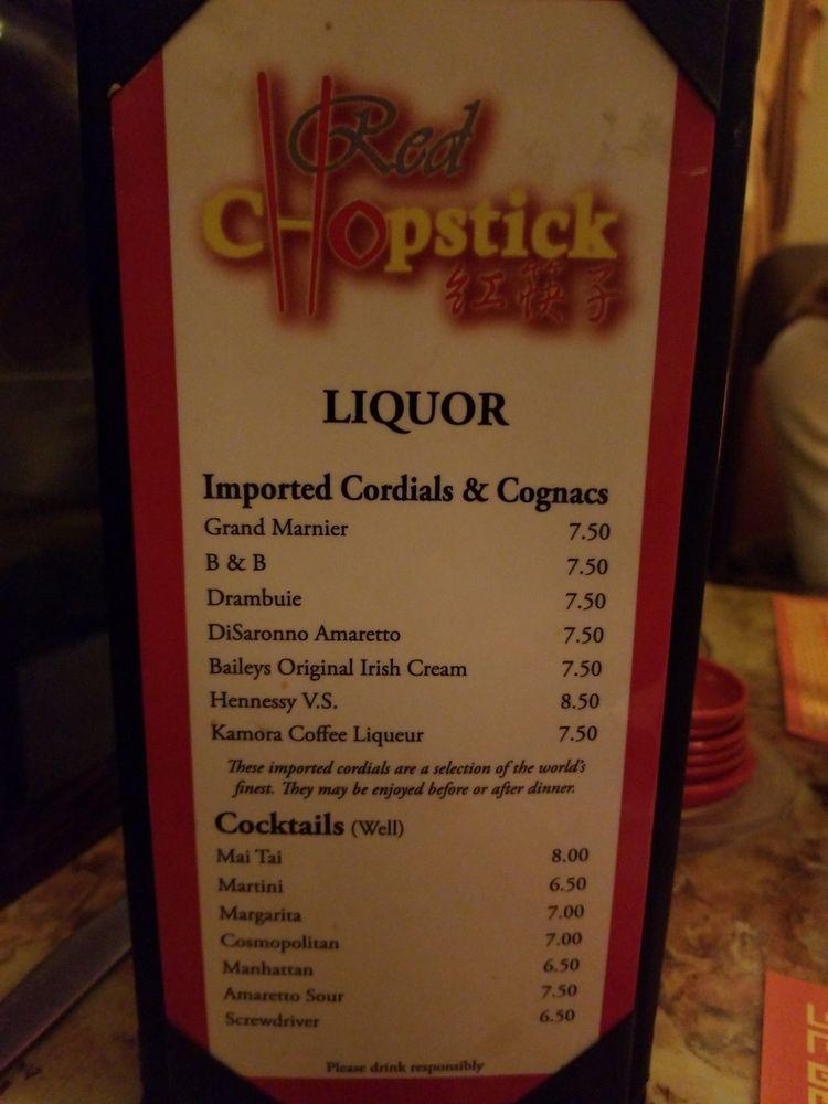 Menu at Red Chopstick restaurant, Sedona, 111 Bell Rock Plaza