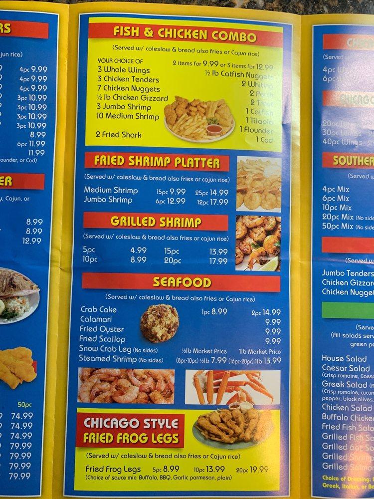 Menu at Sharks Fish & Chicken restaurant, Baltimore