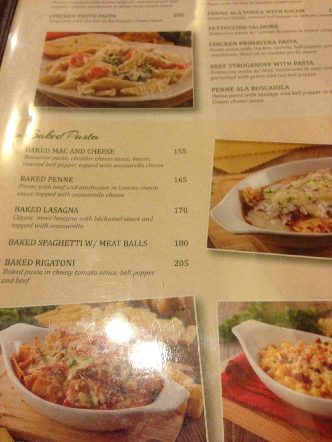 Menu at Cafe Lidia, Marikina, 64 F. Calderon