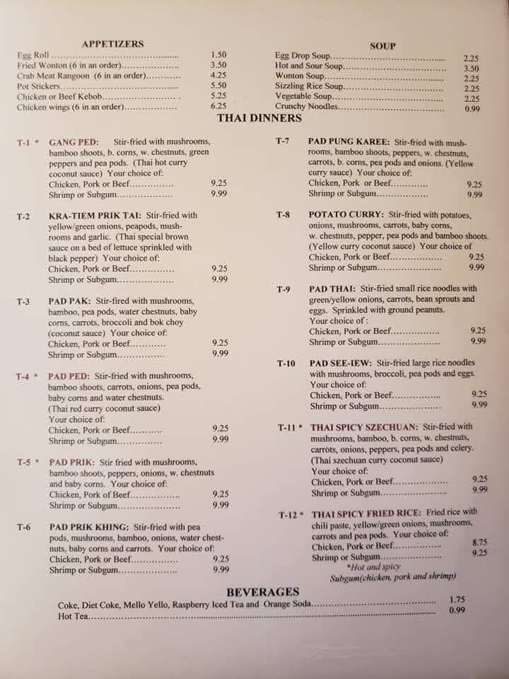 Menu at Chee Peng of Oscoda restaurant, Oscoda Township