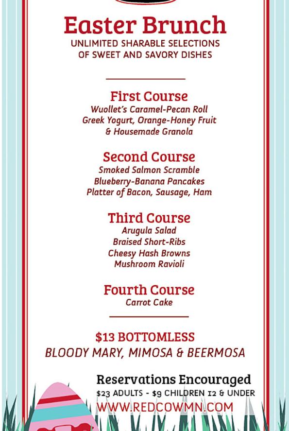 Menu at Red Cow St. Paul pub & bar, Saint Paul, 393 Selby Ave