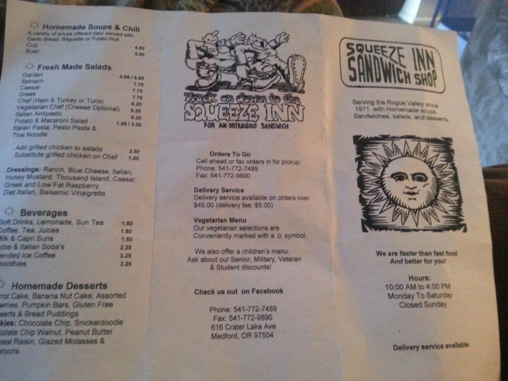 Menu at Squeeze Inn Sandwich Shop desserts, Medford