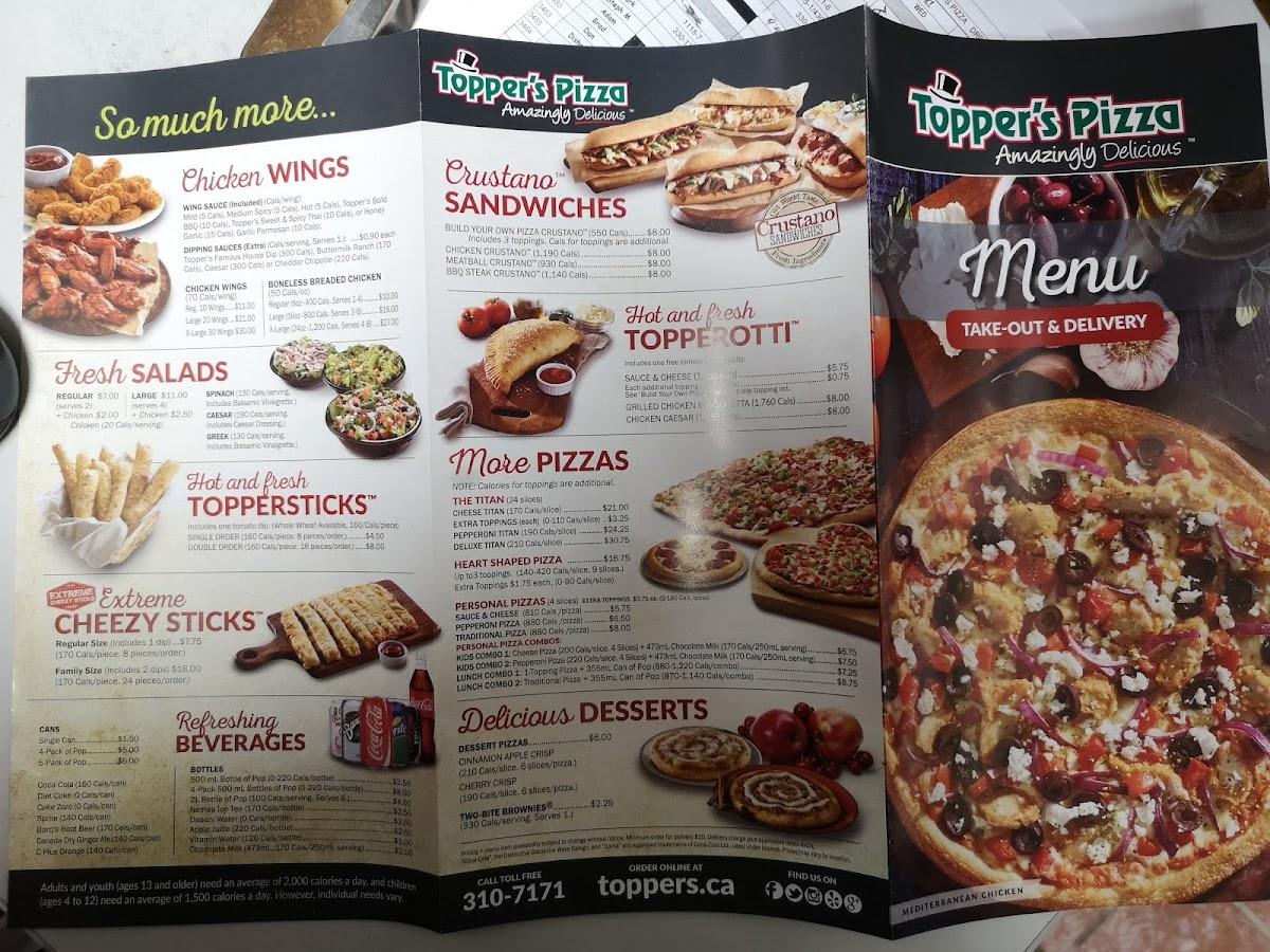 Menu at Topper's Pizza - Timmins pizzeria, Timmins