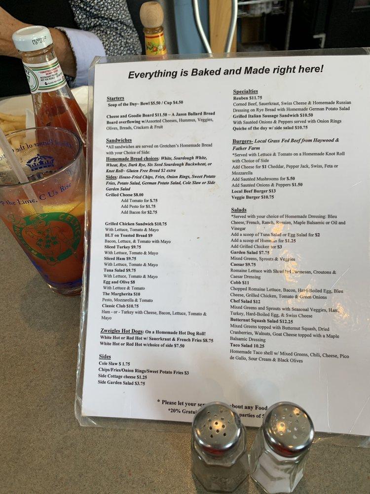 Menu at Baked cafe, Shelburne Falls