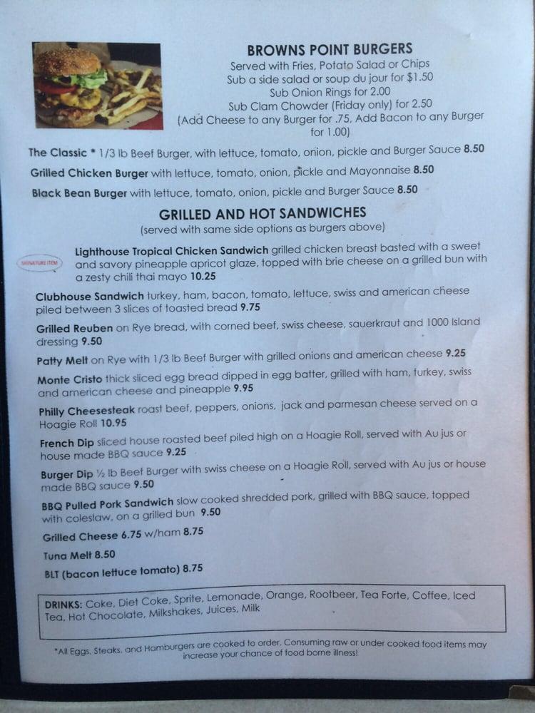 Menu at Browns Point Diner pizzeria, Tacoma, East Side Dr NE