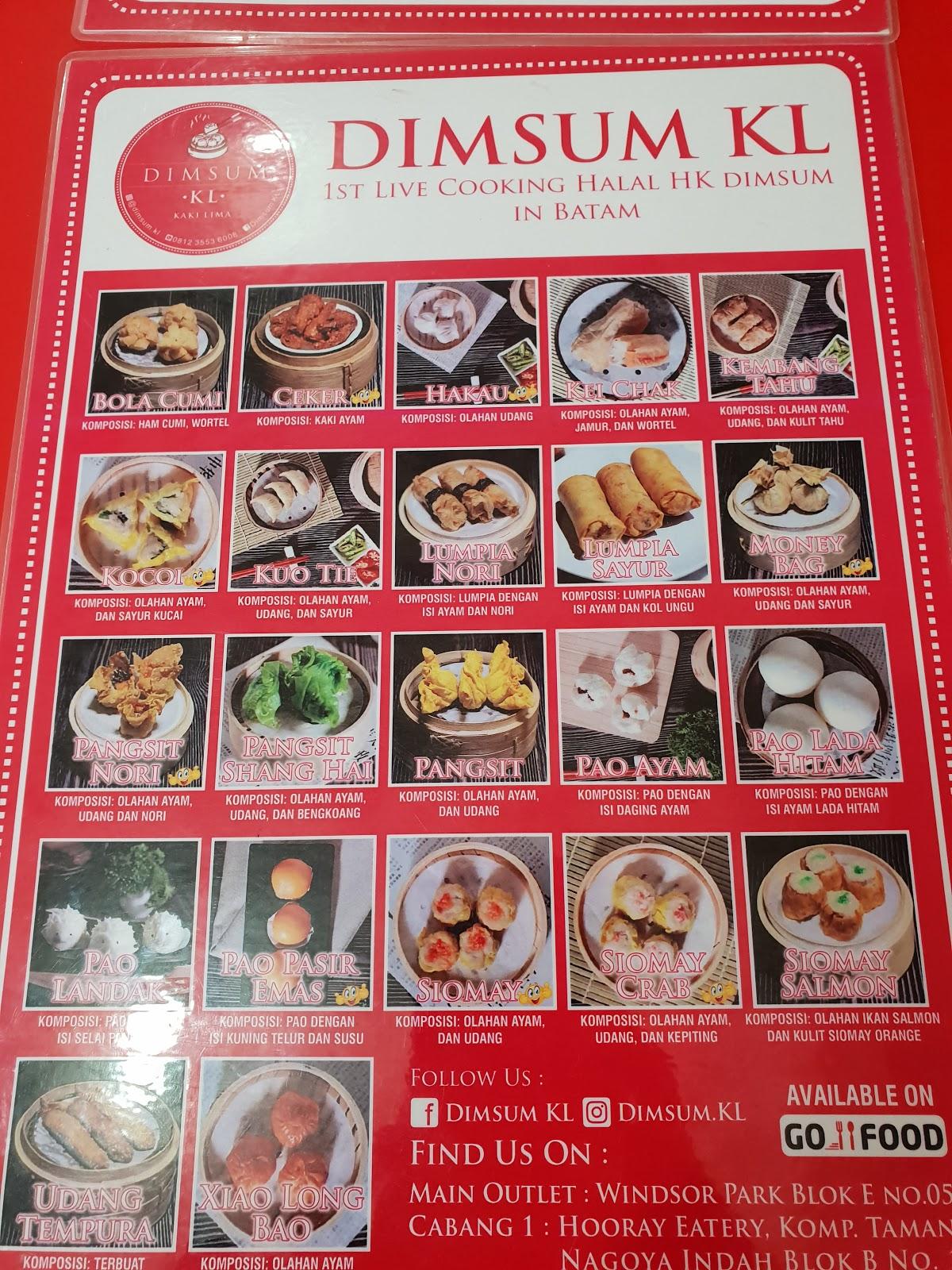 Menu at DIM SUM KL restaurant, Batam, Mega Legenda Food Street Batam Centre