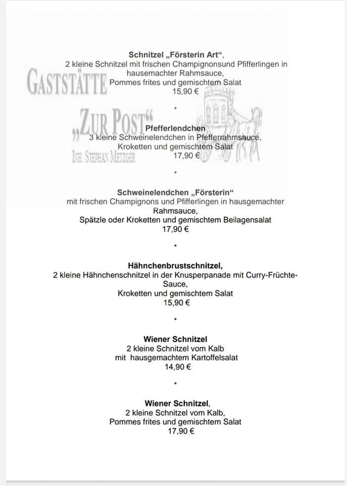 Speisekarte von Gaststätte zur Post restaurant, Betzdorf