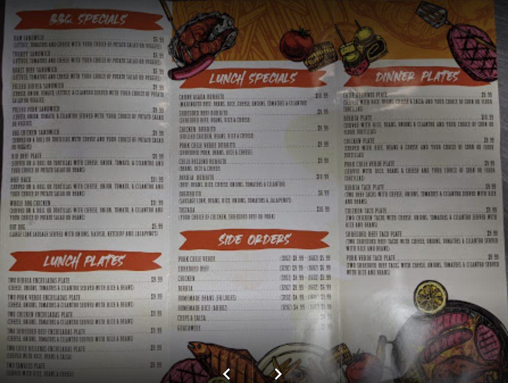 Menu at Hugo's BBQ & Mexican, Bishop