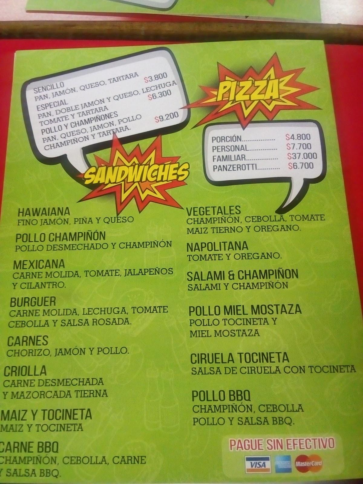 Menu at One Way Comidas Rápidas restaurant, Bogotá, a 46-99 Carrera 9