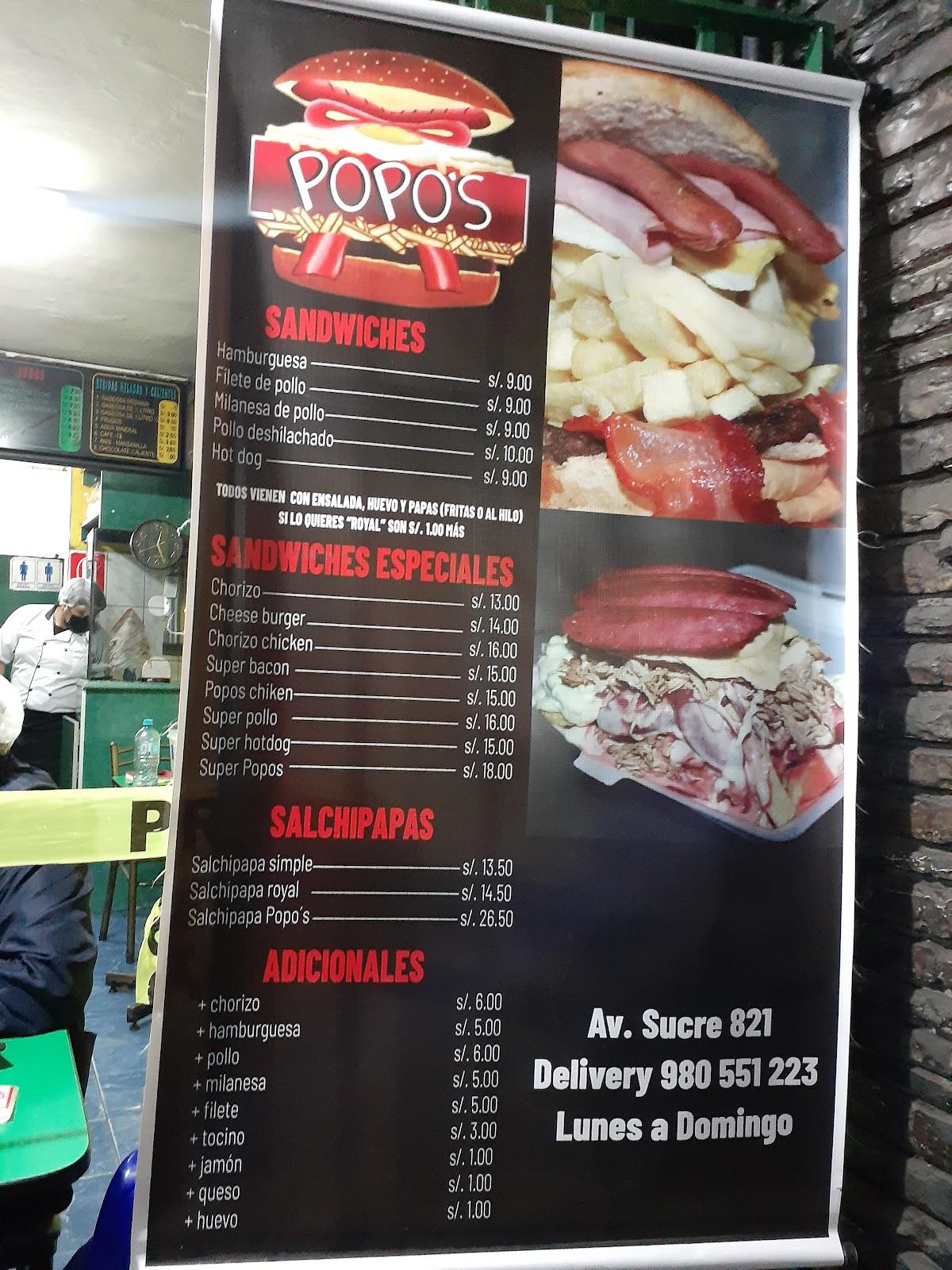 Carta del restaurante Popos Burger, Pueblo Libre, Av Antonio José del ...