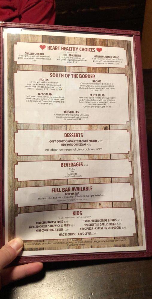 Menu at Yesterday's pub & bar, Morrilton