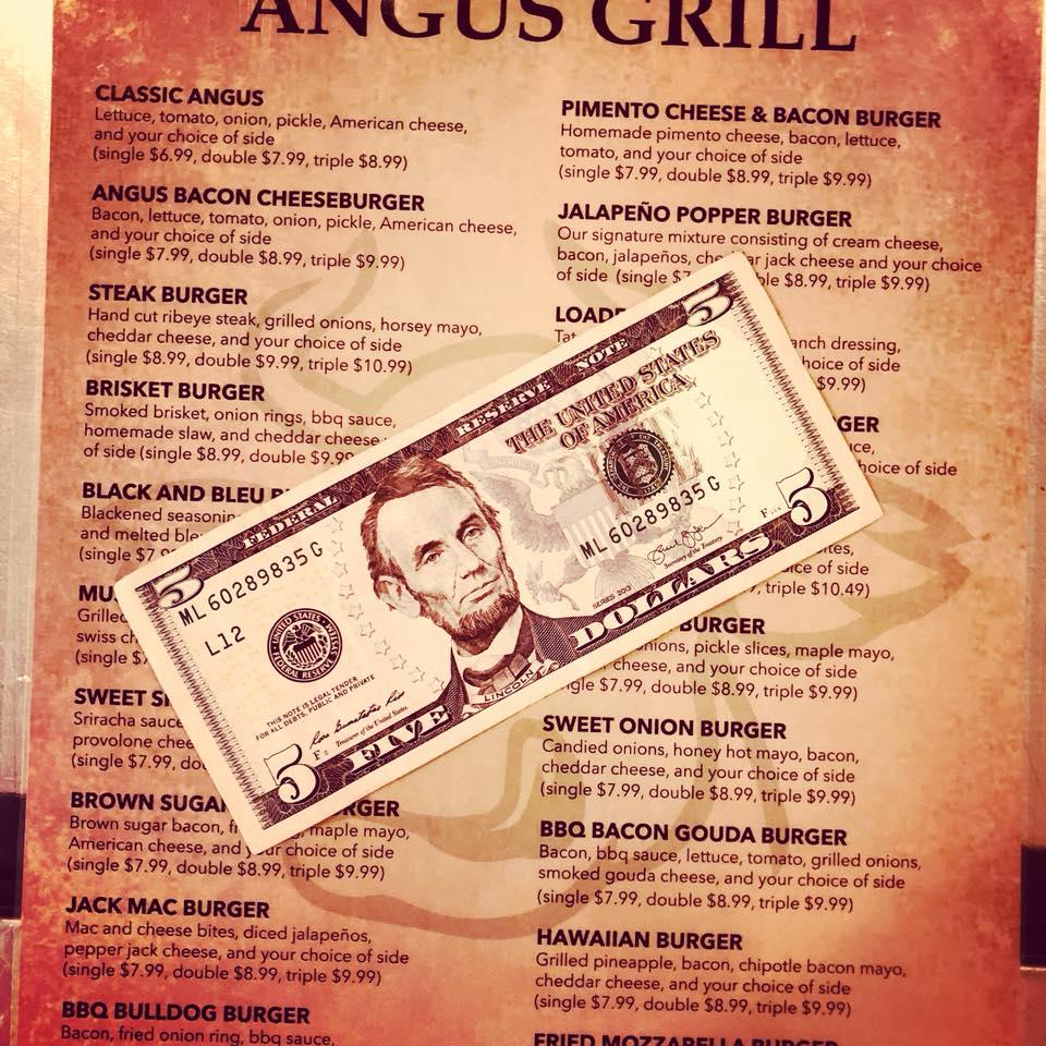 Menu at Angus Grill restaurant, Greenville, 201 S Jarvis St