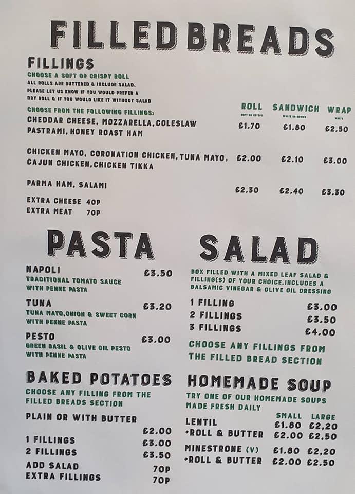 Menu at Marco’s Deli & Café cafe, Falkirk