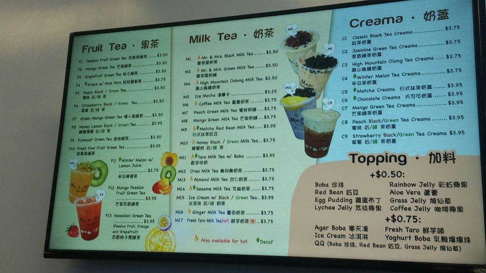 Menu at Mr & Mrs Tea House desserts, San Francisco
