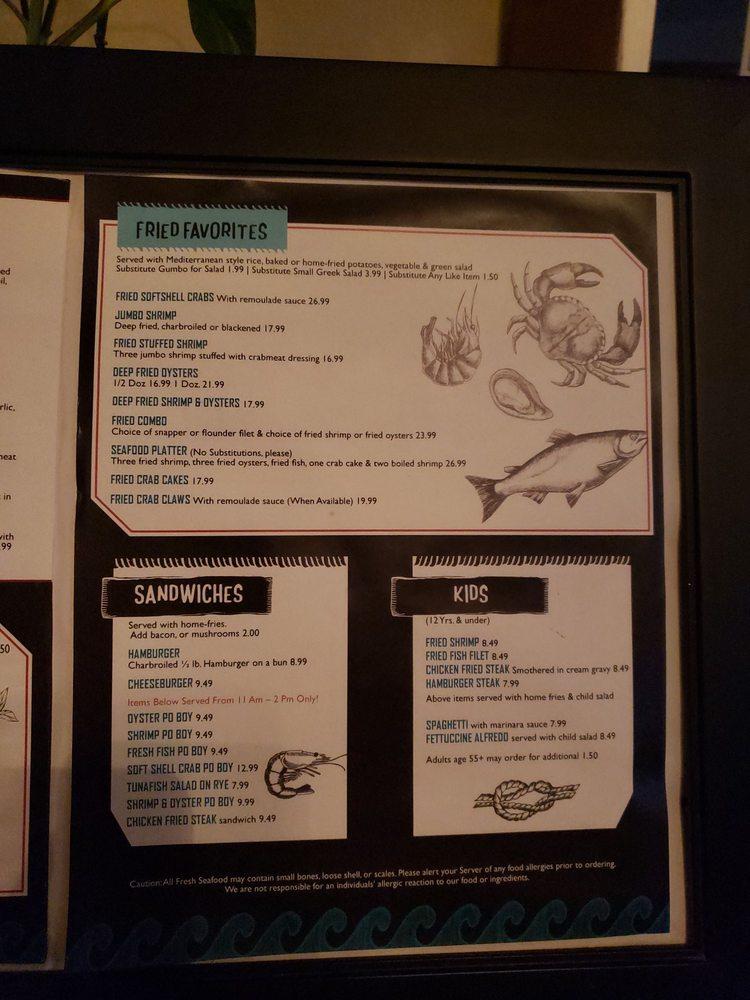 Menu at Red Snapper Inn restaurant, Surfside Beach