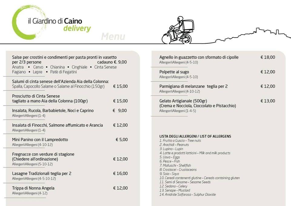 Menu da Ristorante Caino, Montemerano