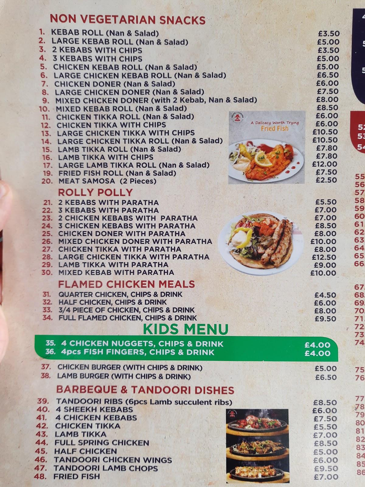 Menu at Taste of Lahore restaurant, Wembley, 417 High Rd