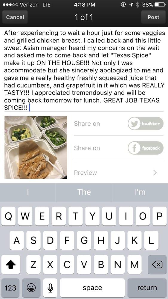 Menu at Texas Spice restaurant, Dallas