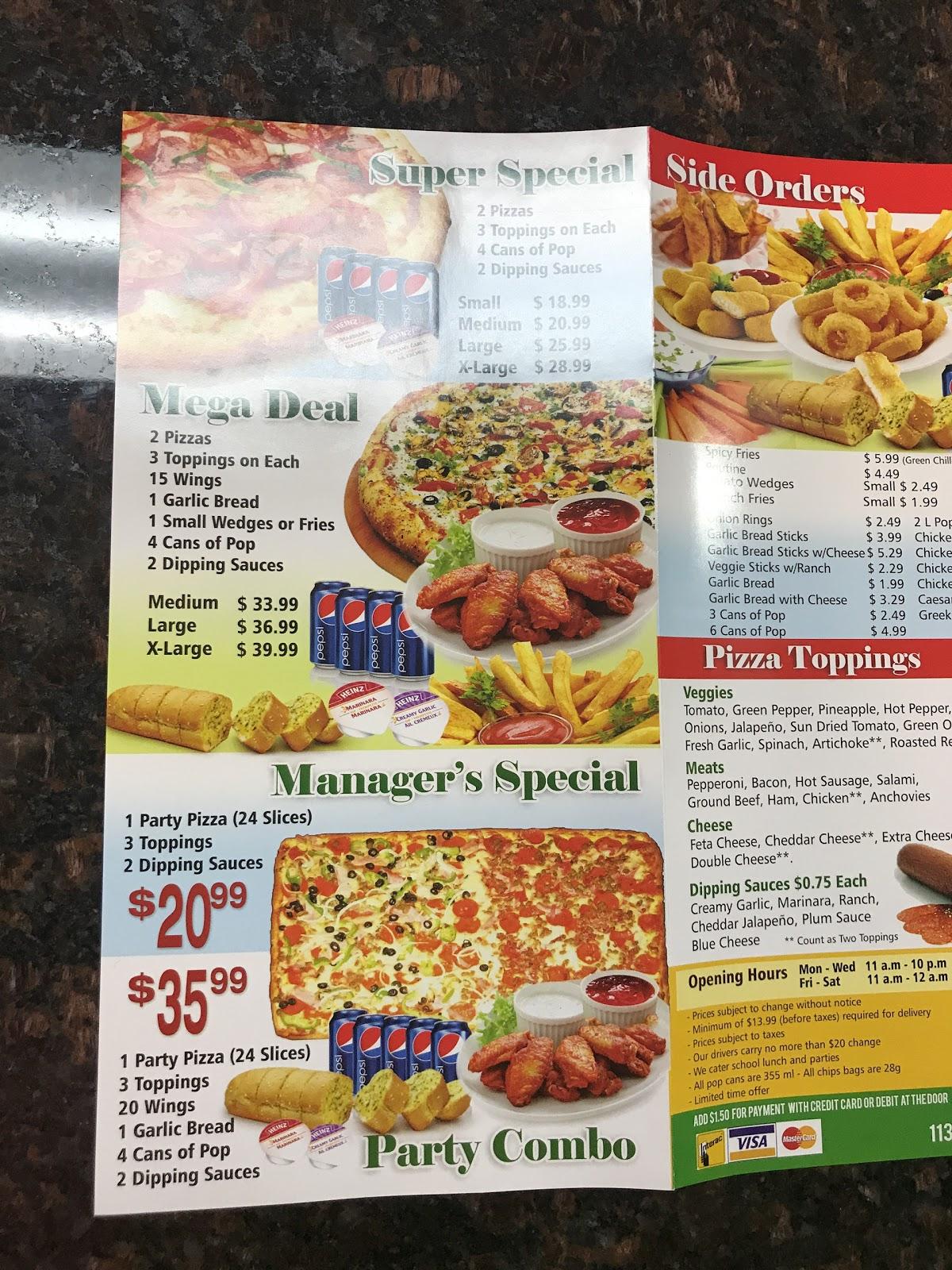 Menu at World Famous Pizza pizzeria, Toronto