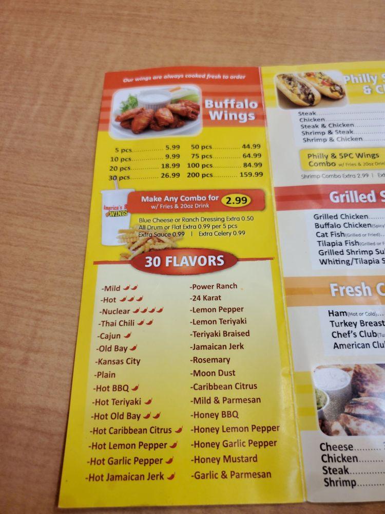 Menu at America's Best Wings restaurant, Aquia Harbour, 315 ...