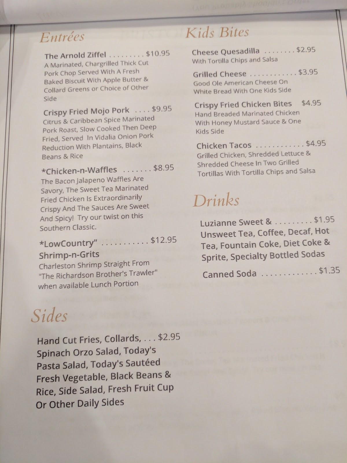 Menu at Bristol Café & Catering restaurant, Statesville