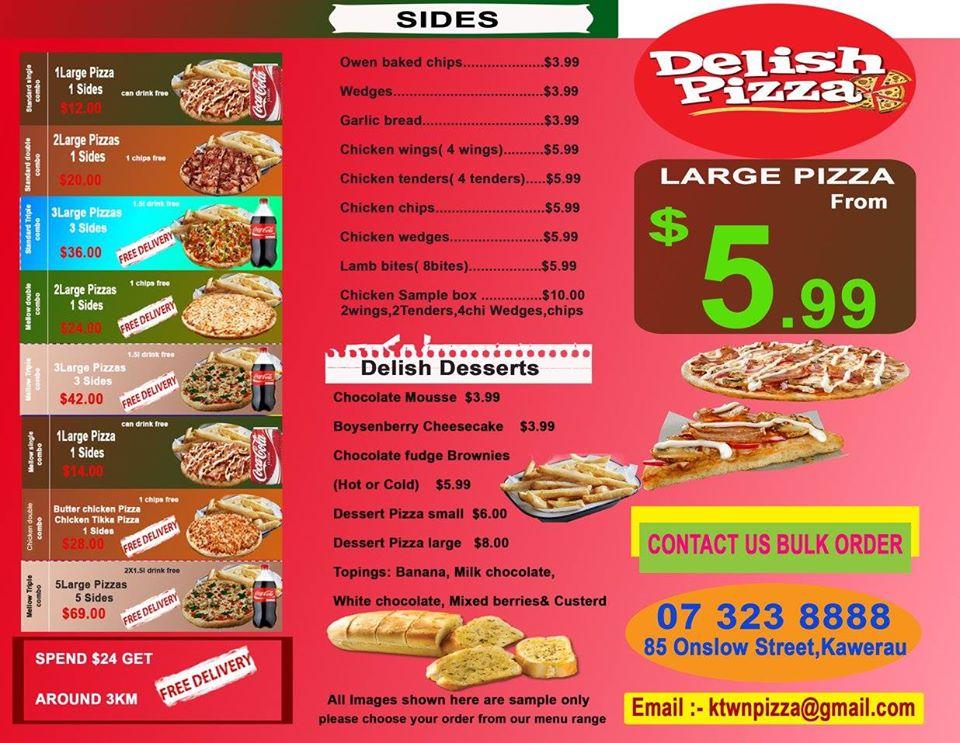 Menu at Delish Pizza Kawerau pizzeria, Kawerau