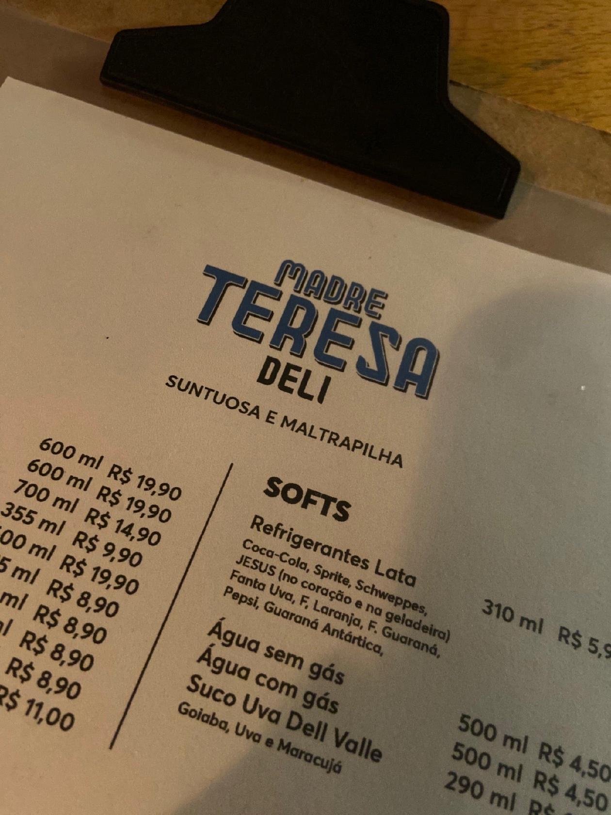 Menu em Madre Teresa Deli restaurante, Taguatinga