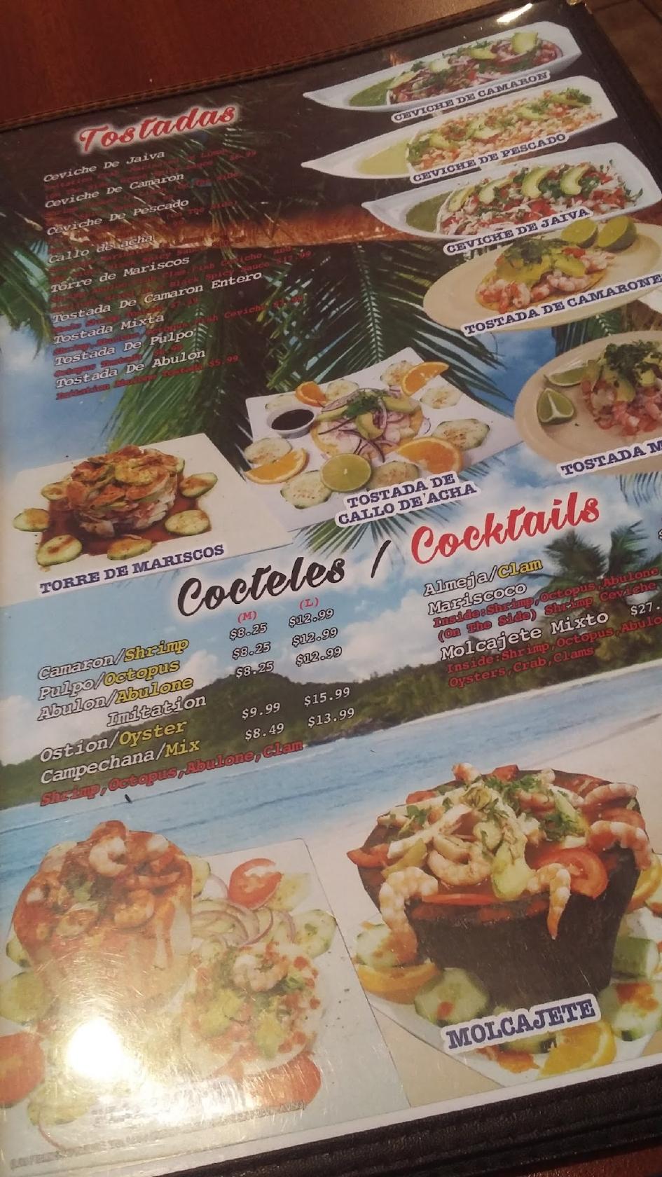 Menu at Mariscos Villa Del Mar restaurant, La Mirada