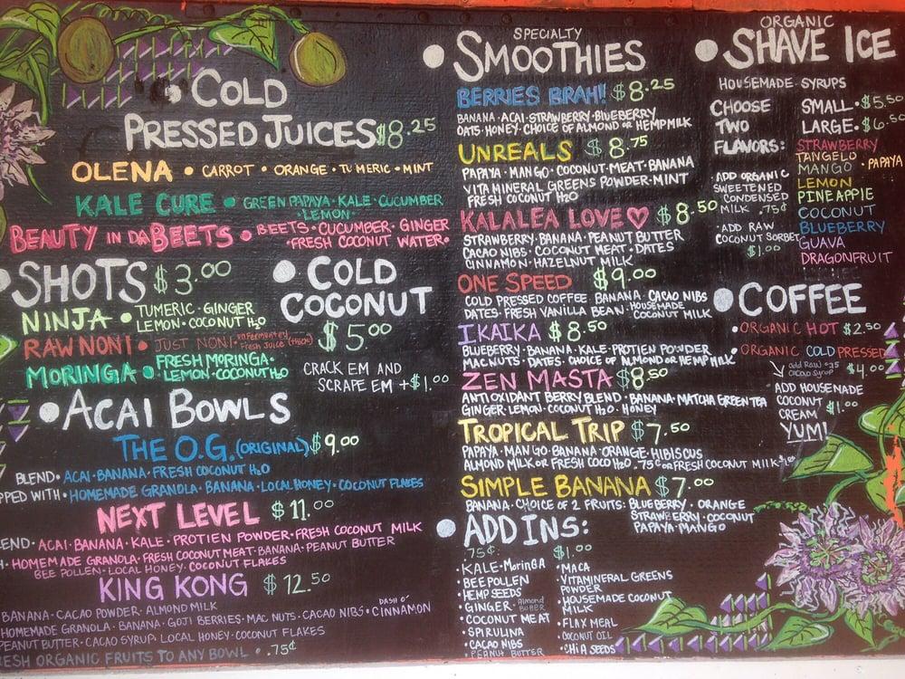Menu at Kalalea Juice Hale pub & bar, Anahola