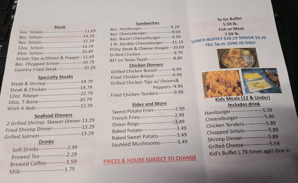 Menu at Barnhill's Steaks and Buffet, Jacksonville