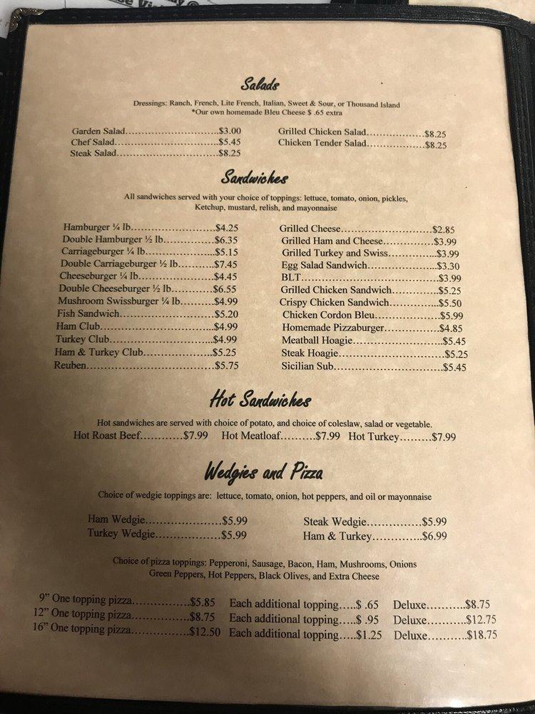Menu at Carriage Inn Restaurant And Bar, Knox
