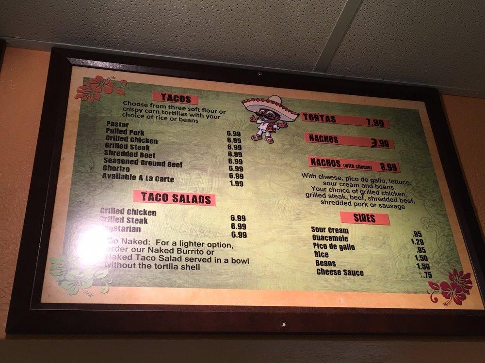 Menu at Chava's Mexican Grill restaurant, Evansville