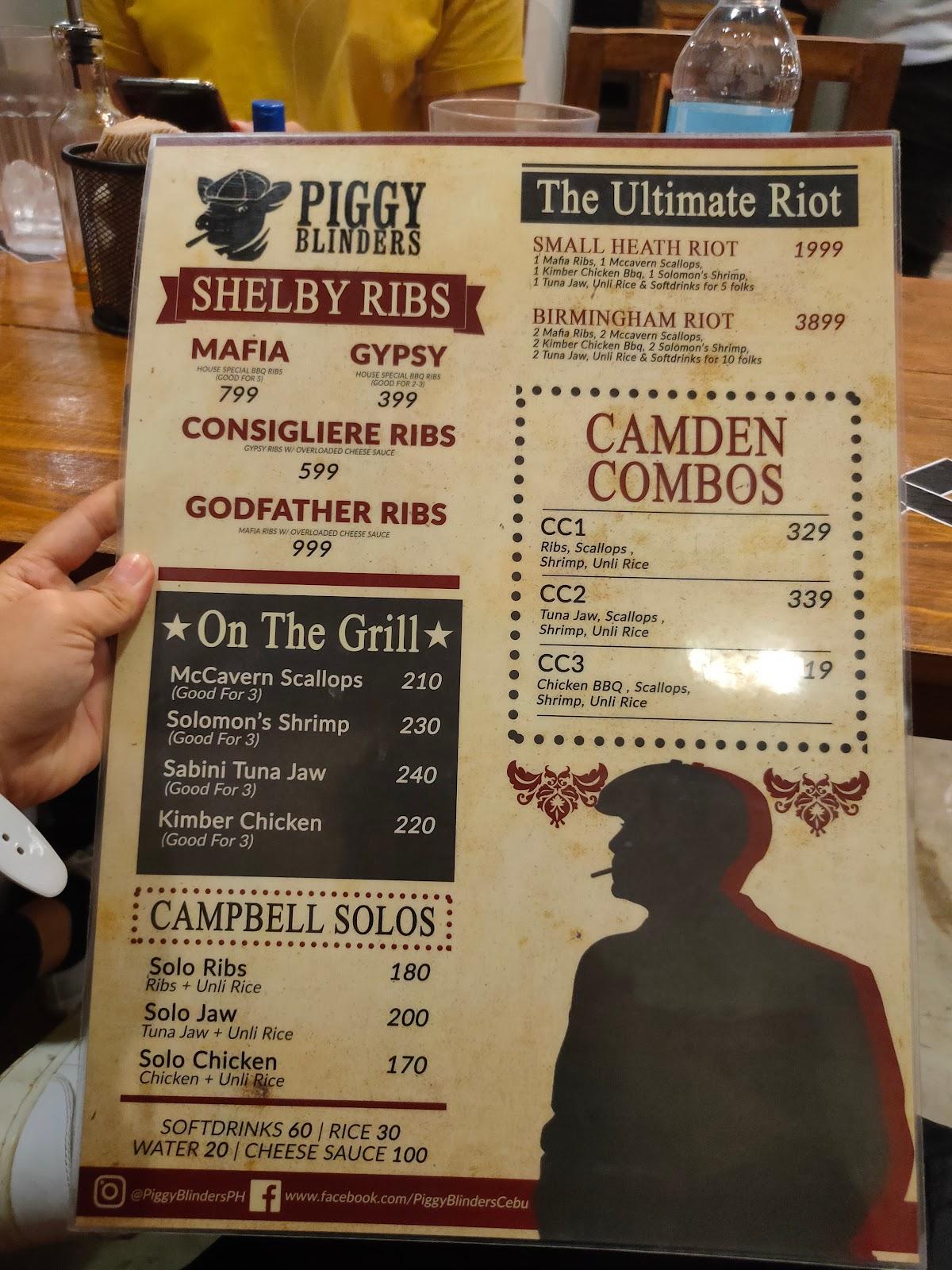 Carta del pub y bar Piggy Blinders - House of Grill, Cebú