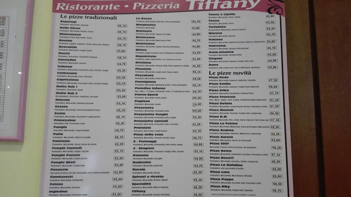 Carta de Pizzeria Tiffany Adria, Adria