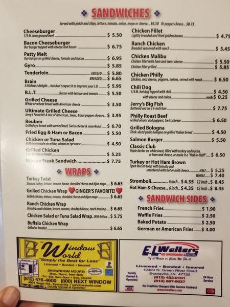 Menu at Stockwell Inn pub & bar, Evansville