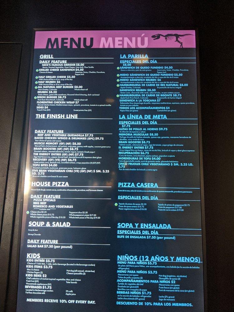 Menu at T-Rex Cafe, Denver